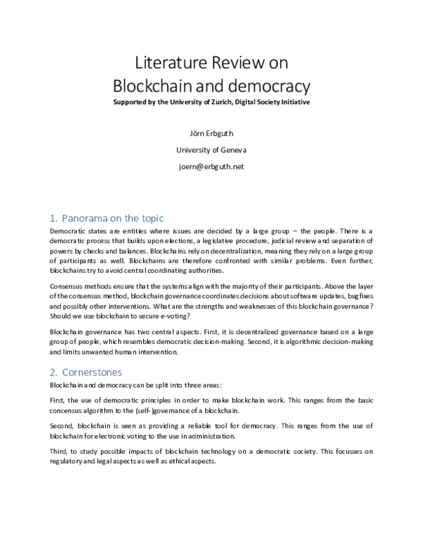 (PDF) "Blockchain and democracy" by Jörn Erbguth