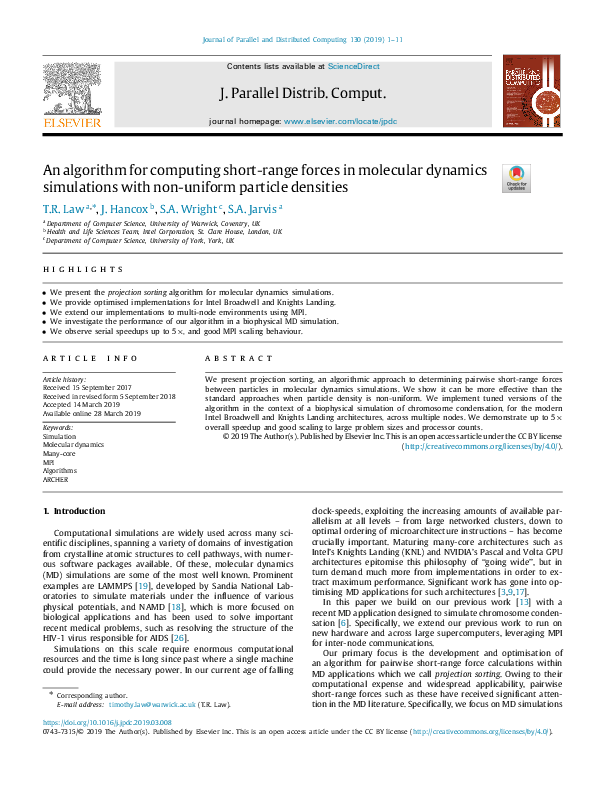 (PDF) An algorithm for computing short-range forces in molecular dynamics simulations with non ...