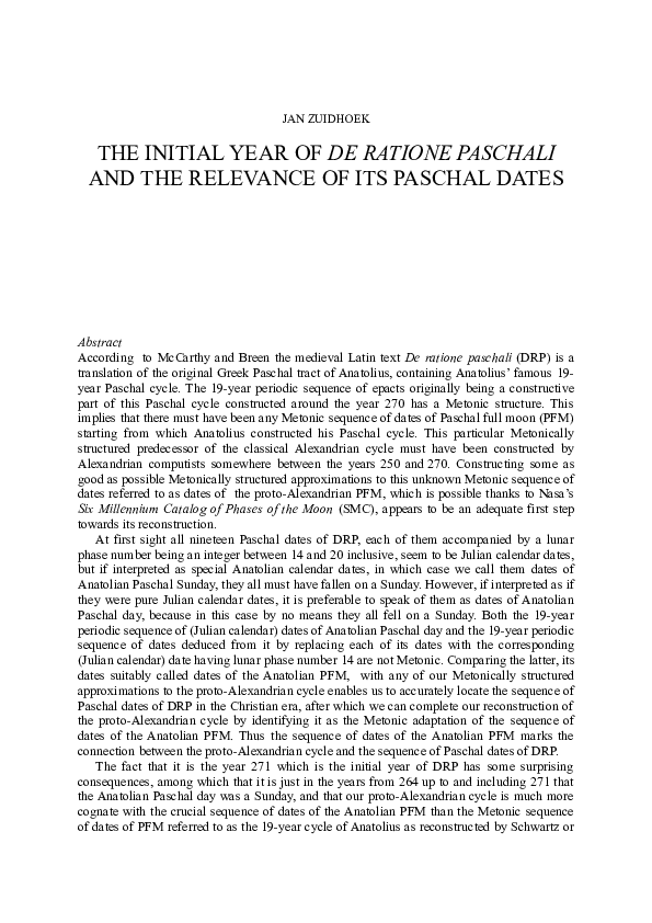 (DOC) The initial year of De ratione paschali and the relevance of its ...