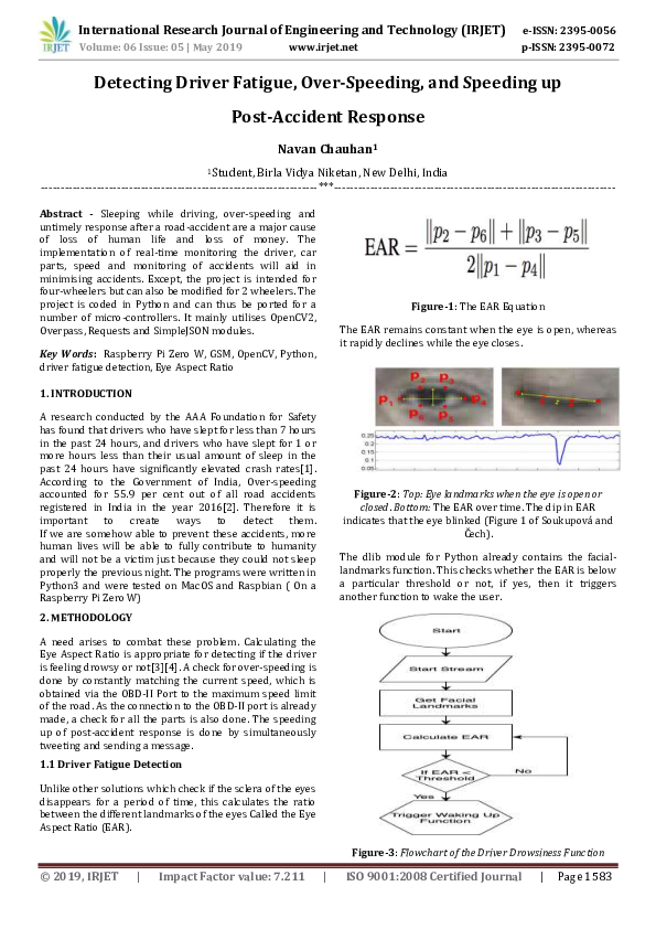 (PDF) Detecting Driver Fatigue, Over-Speeding, and Speeding up Post ...