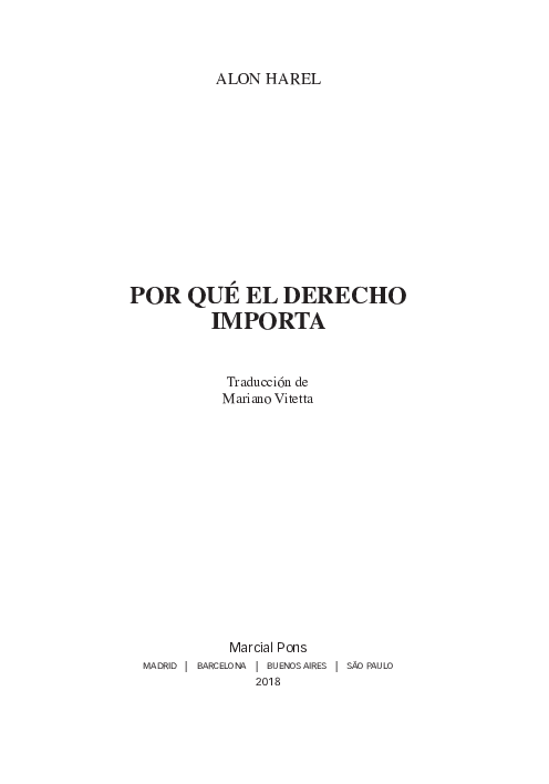 (PDF) Alon Harel. Por qué el derecho importa