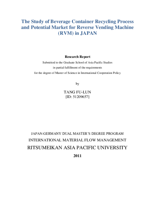 (PDF) The Study of Beverage Container Recycling Process and Potential Market for Reverse Vending ...