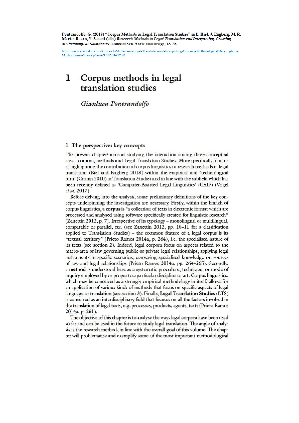 (PDF) Corpus Methods in Legal Translation Studies