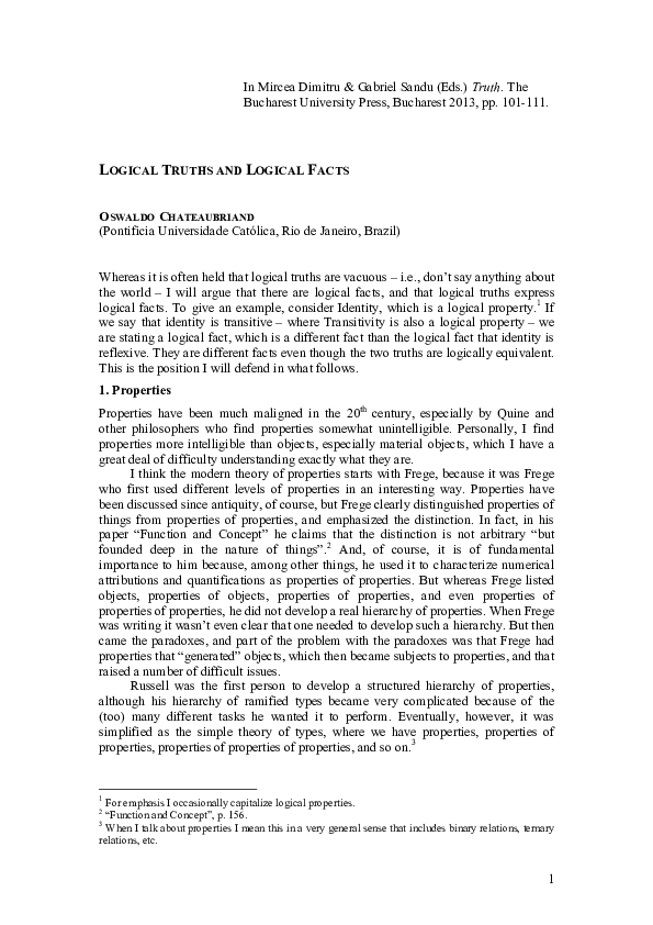 (PDF) Logical Truths and Logical Facts