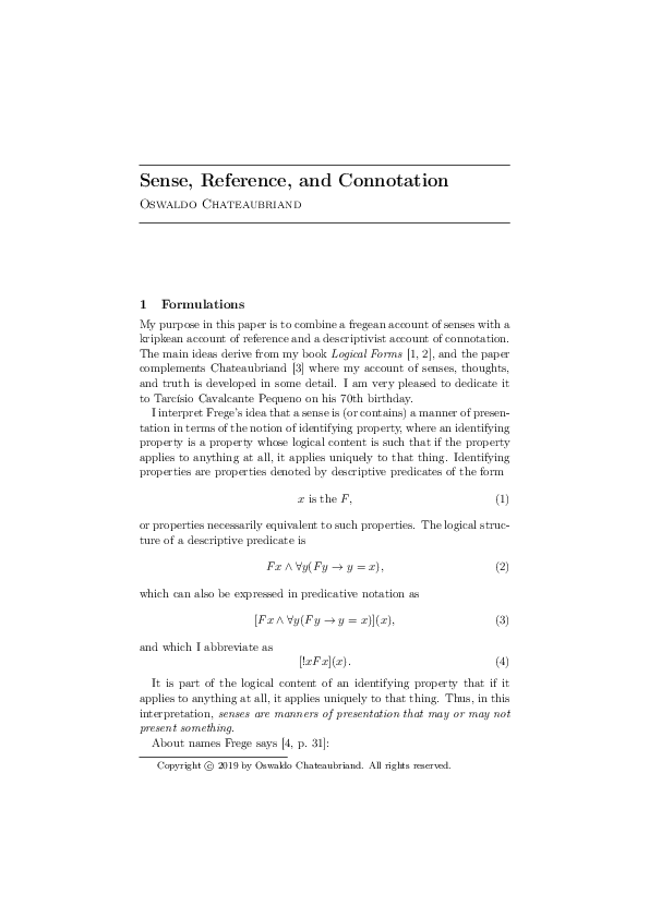 (PDF) Sense, Reference, and Connotation