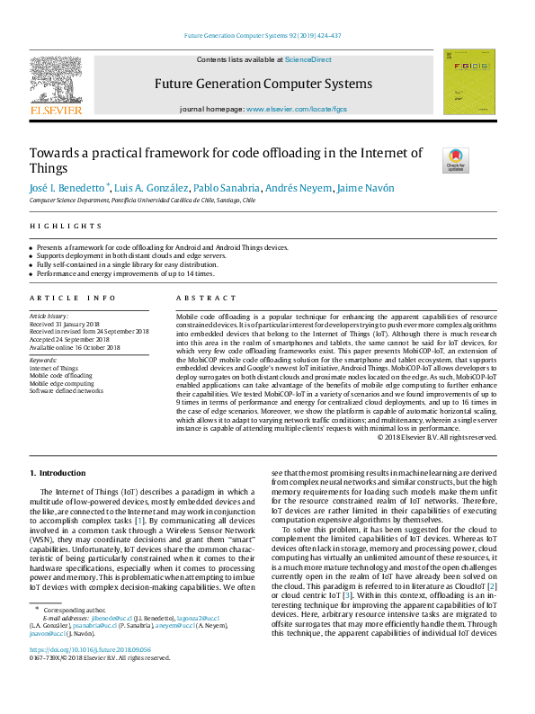 Pdf Towards A Practical Framework For Code Offloading In The Internet Of Things