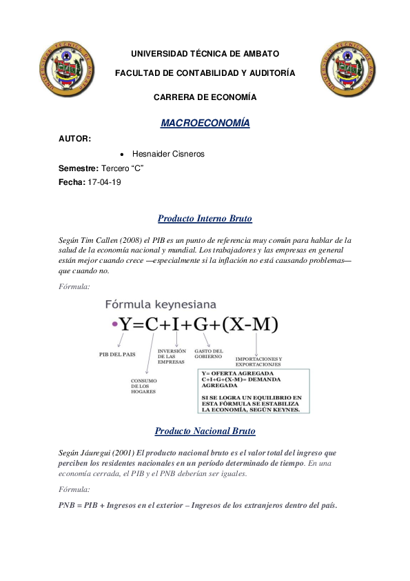 (DOC) UNIVERSIDAD TÉCNICA DE AMBATO MACROECONOMÍA AUTOR: Producto ...