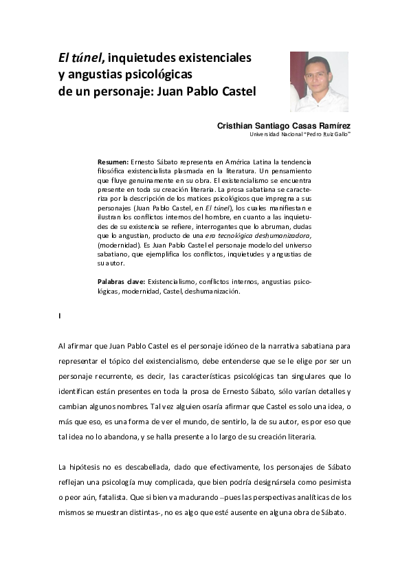 (PDF) El túnel, inquietudes existenciales y angustias psicológicas de ...