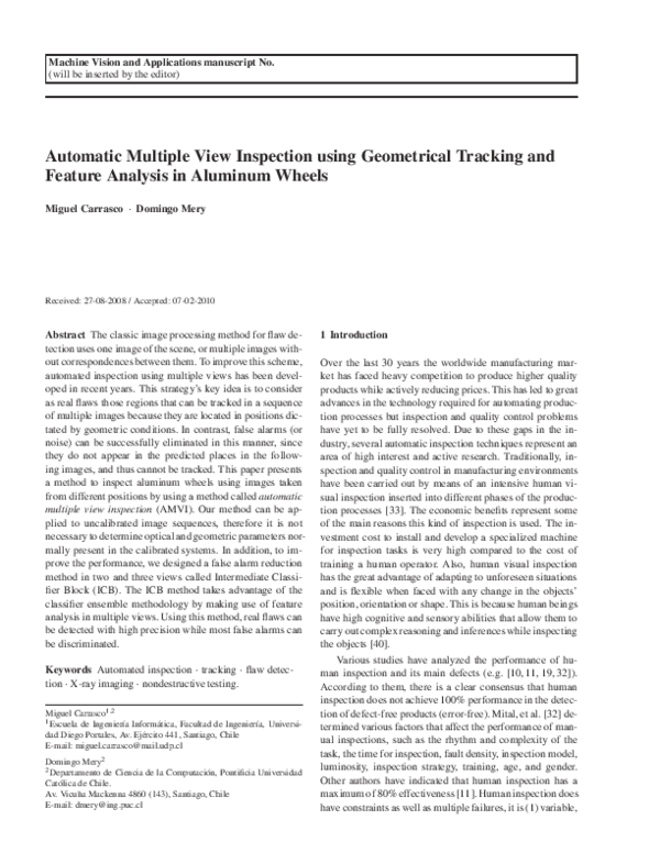 (PDF) Automatic Multiple View Inspection using Geometrical Tracking and Feature Analysis in ...