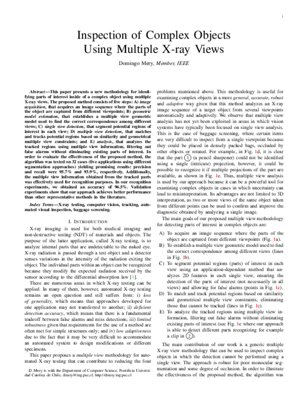 (PDF) Inspection of Complex Objects Using Multiple X-ray Views