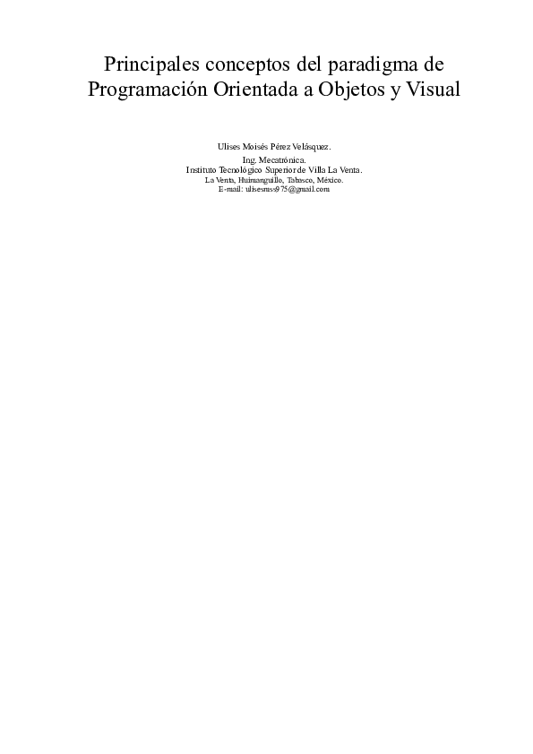 (DOC) Principales conceptos del paradigma de Programación Orientada a Objetos y Visual