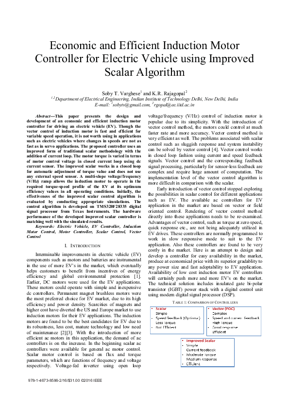 (PDF) Economic and Efficient Induction Motor Controller for Electric ...