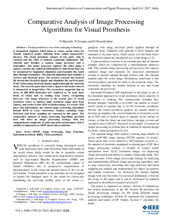 (PDF) Comparative Analysis of Image Processing Algorithms for Visual ... (PDF) Comparative Analysis of Image Processing Algorithms for Visual ...