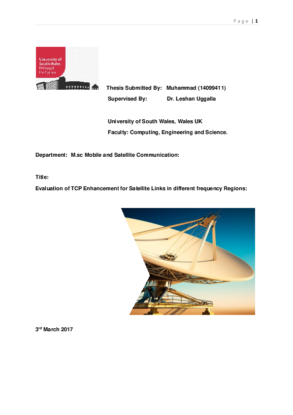 Pdf Title Evaluation Of Tcp Enhancement For Satellite Links In