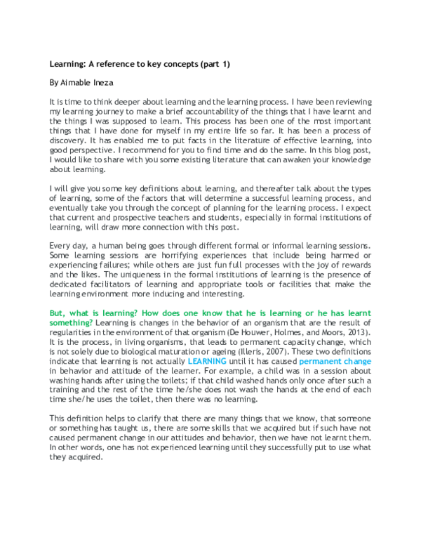 (DOC) The learning process for effective learning