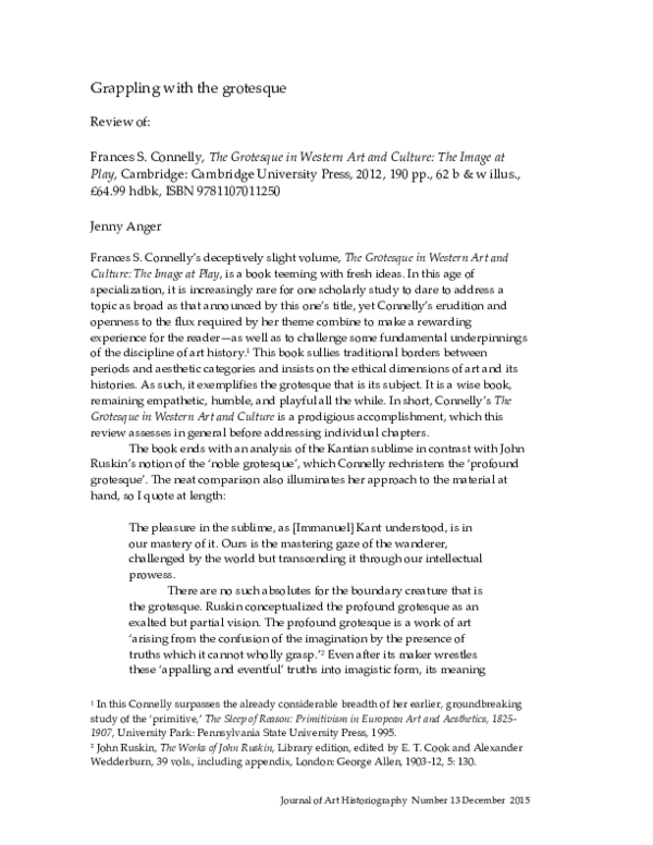 (PDF) Jenny Anger: “Grappling with the Grotesque. Review of "The ...