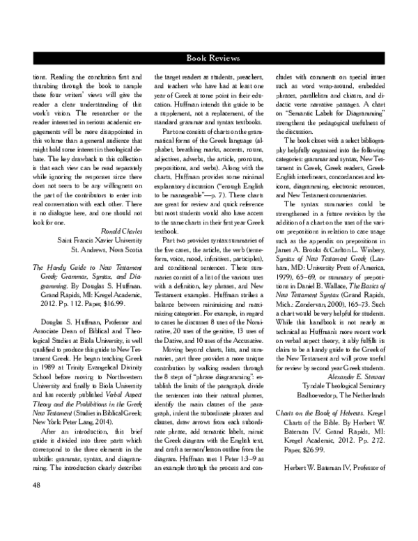 (PDF) Review of The Handy Guide to New Testament Greek: Grammar, Syntax ...