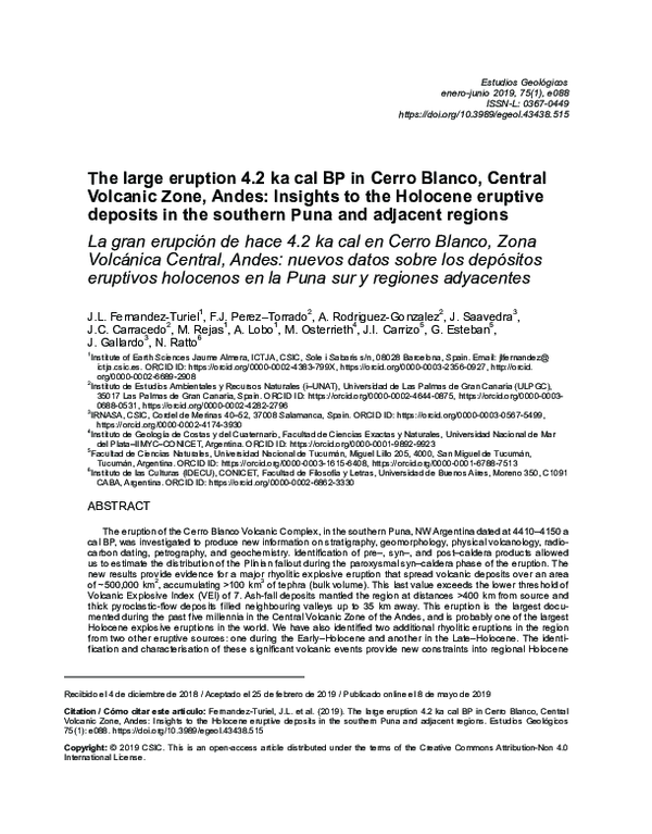 (PDF) Fernandez Turiel & col 2019 Large Eruption Cerro Blanco RA