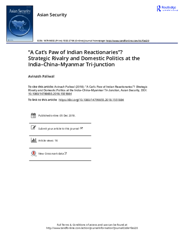 (PDF) A Cat s Paw of Indian Reactionaries Strategic Rivalry and ...