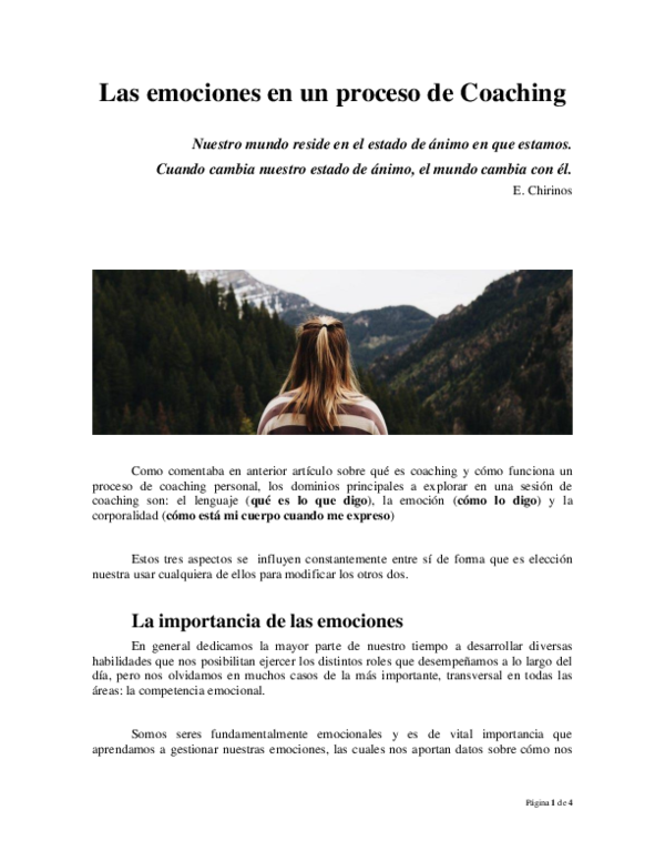 Pdf Pm Las Emociones En Un Proceso De Coaching