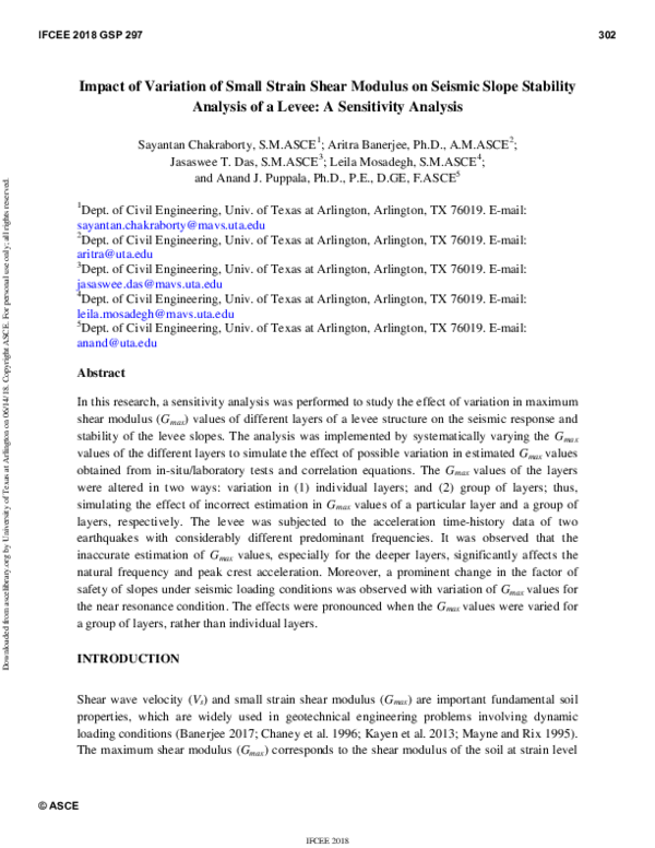 (PDF) Impact of Variation of Small Strain Shear Modulus on Seismic ...