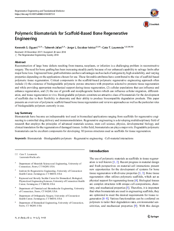 Pdf Polymeric Biomaterials For Scaffold Based Bone Regenerative Engineering