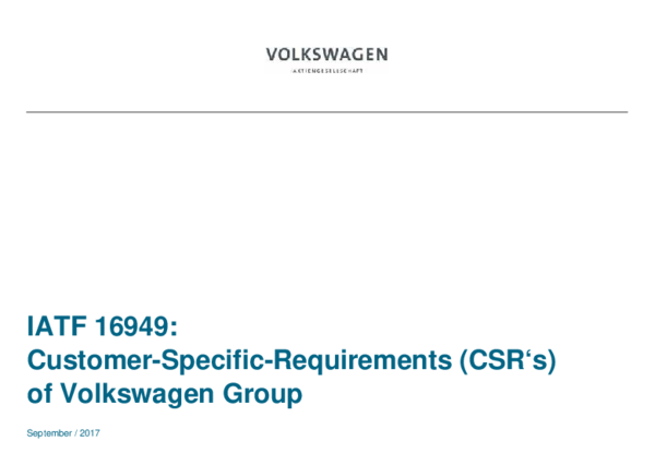 (PDF) IATF 16949: Customer-Specific-Requirements (CSR's) of Volkswagen ...
