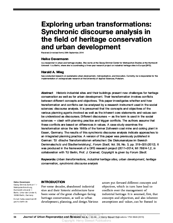 (PDF) Exploring urban transformation: Synchronic discourse analysis in ...