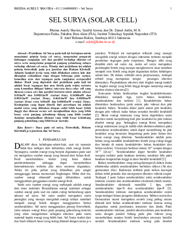(PDF) LAPORAN PRAKTIKUM FISIKA MODERN Solar Cell Sel Surya Part1 ...