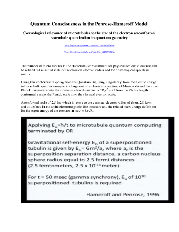 (PDF) Quantum Consciousness in the Penrose-Hameroff Model Cosmological ...