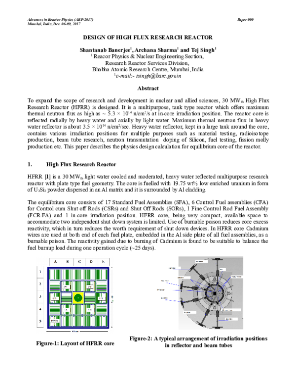 (DOC) Design of High Flux Research Reactor (HFRR)