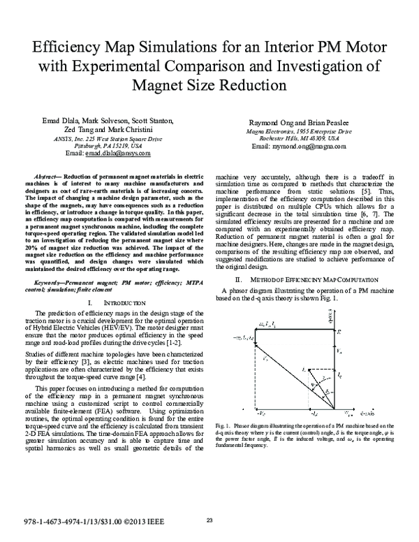 (PDF) Efficiency Map Simulations for an Interior PM Motor with ...