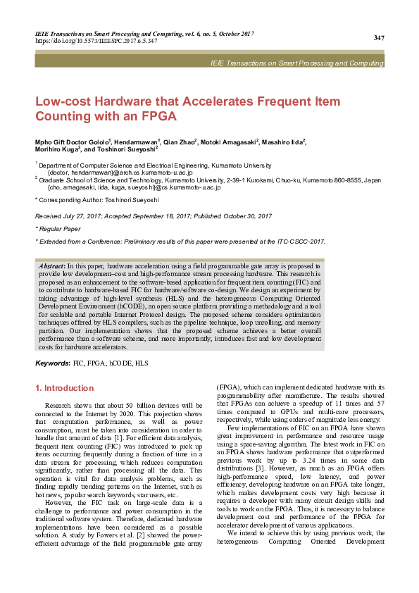 Pdf Low Cost Fpga Acceleration For Frequent Item Counting