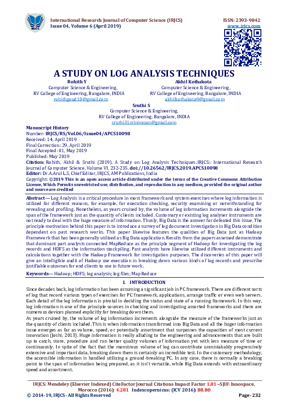 (PDF) A Study on Log Analysis Techniques