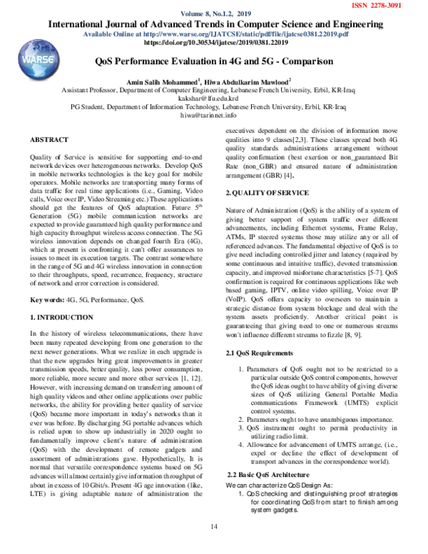 (PDF) QoS Performance Evaluation in 4G and 5G - Comparison