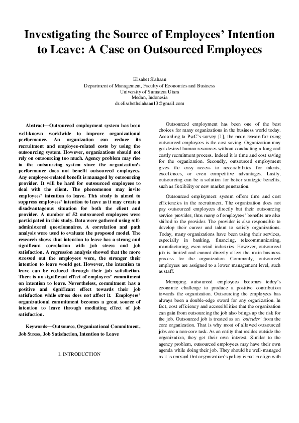(DOC) Investigating the Source of Employees' Intention to Leave: A Case ...