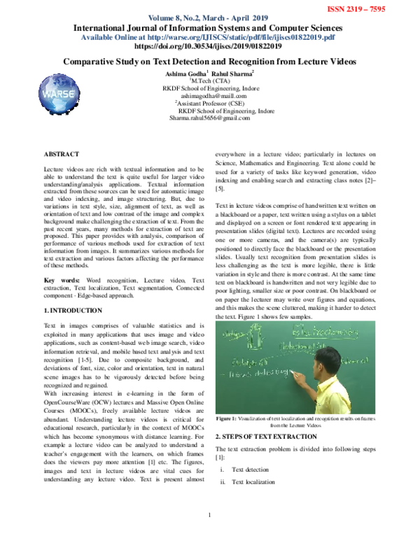 (PDF) Comparative Study on Text Detection and Recognition from Lecture ...