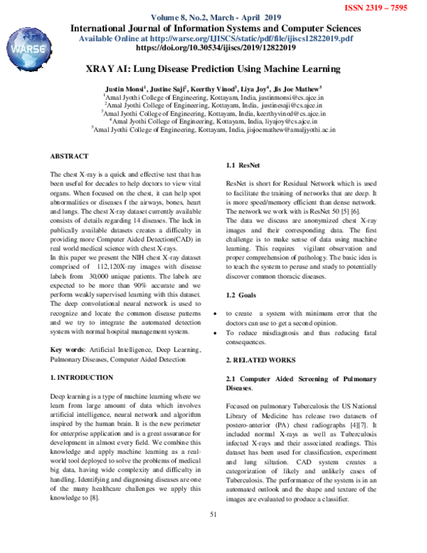 (PDF) XRAY AI: Lung Disease Prediction Using Machine Learning