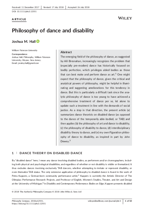 (PDF) Philosophy of Dance and Disability