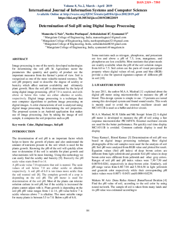 (PDF) Determination of Soil pH using Digital Image Processing