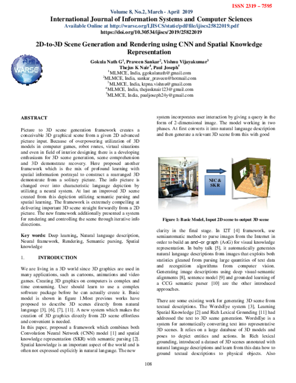 (PDF) 2D-to-3D Scene Generation and Rendering using CNN and Spatial Knowledge Representation