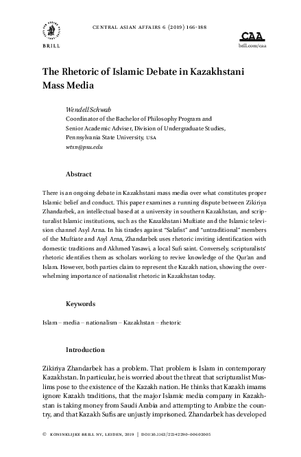 (PDF) The Rhetoric of Islamic Debate in Kazakhstani Mass Media