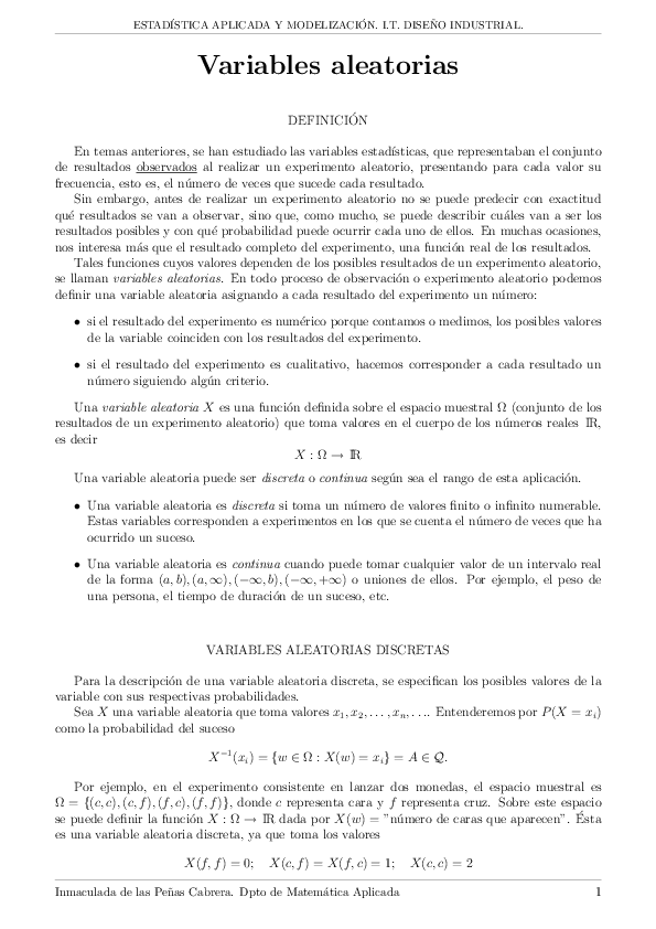 (PDF) Variables Aleatorias- Probabilidad y Estadistica