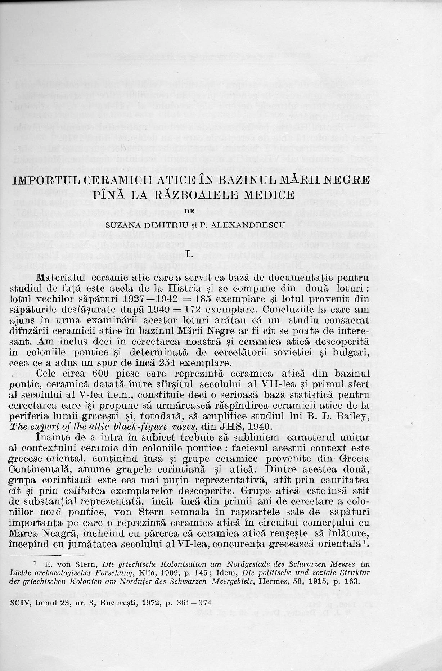 (PDF) S. Dimitriu, P. Alexandrescu, Importul ceramicii atice în bazinul ...
