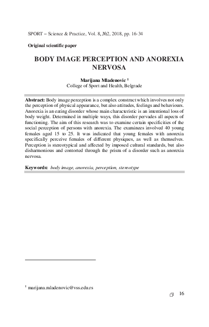 (PDF) BODY IMAGE PERCEPTION AND ANOREXIA NERVOSA