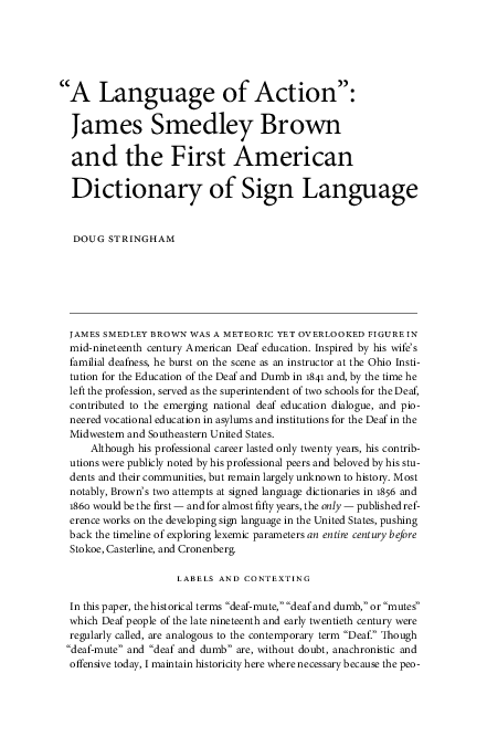 (PDF) "A Language of Action": James Smedley Brown and the First ...