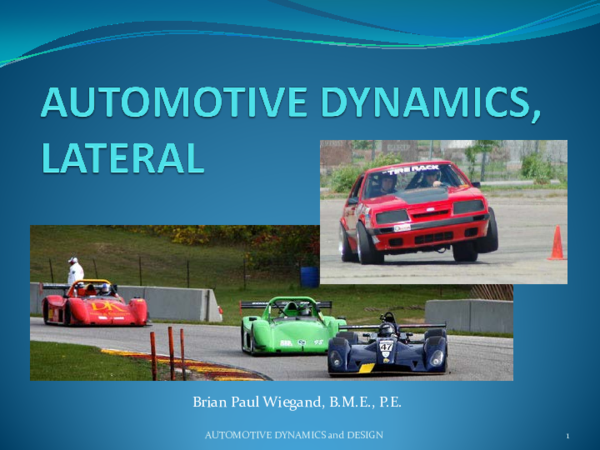 (PDF) AUTOMOTIVE DYNAMICS and DESIGN: LATERAL DYNAMICS (Rev A)