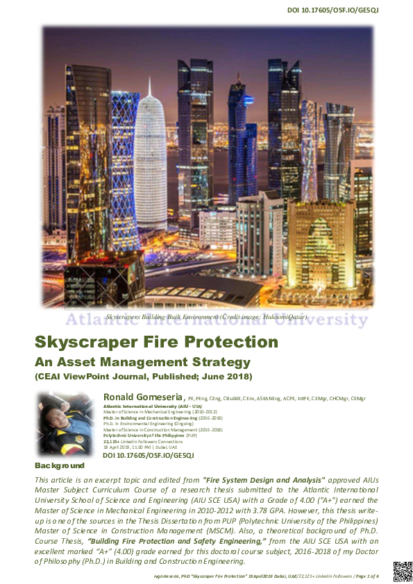 (PDF) " Skyscraper Fire Protection, an Asset Management Strategy