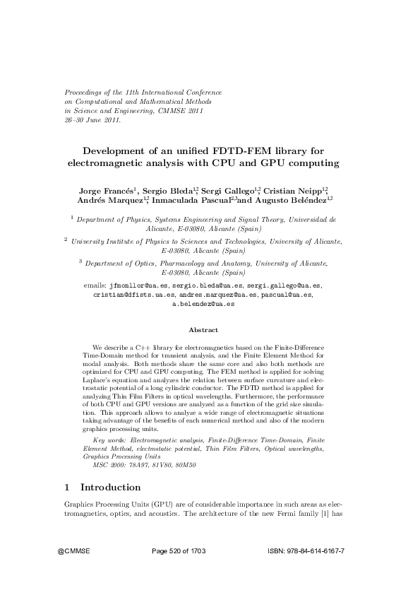 (PDF) Development of an unified FDTD-FEM library for electromagnetic analysis with CPU and GPU ...