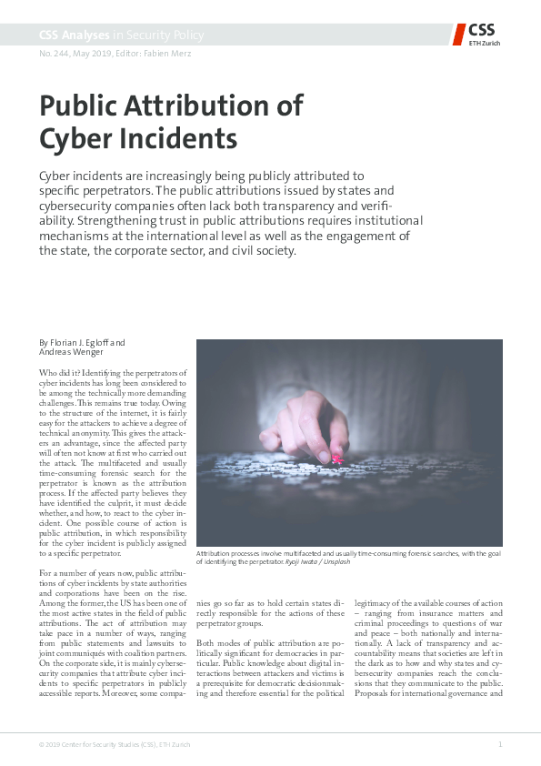 (PDF) Public Attribution of Cyber Incidents